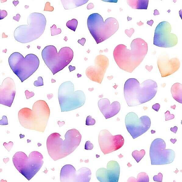 Download Seamless Watercolor Heart Pattern in Purple, Pink, and Blue ...