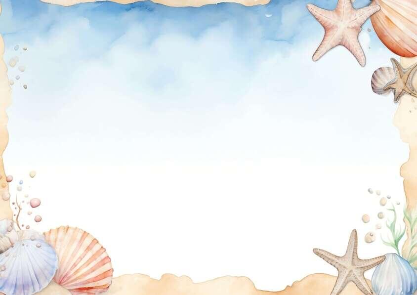 Descarga Marco de Concha de Acuarela en Fondo de Papel Envejecido ...