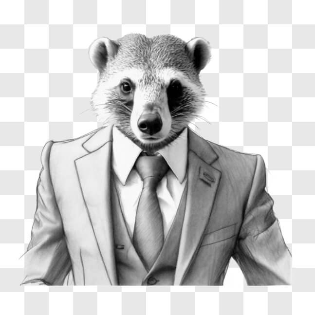 Descarga Elegante Mapache en un Traje y Corbata Bocetos En Línea ...