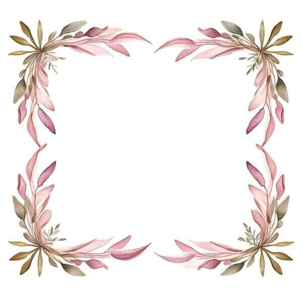 Descarga Marco floral acuarela con hojas rosadas y doradas Fondos En ...