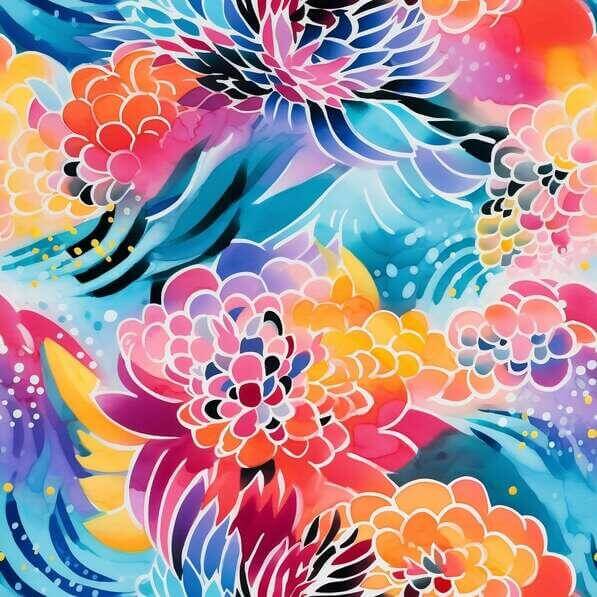 Download Colorful Floral Pattern with Red, Orange, Yellow, Green, Blue ...