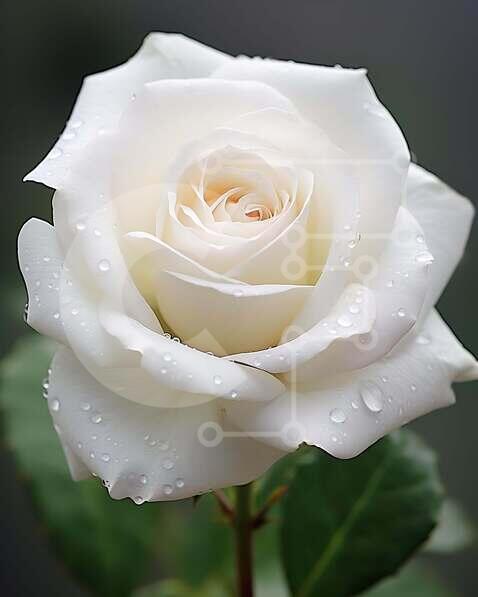 Beautiful White Rose with Water Droplets stock photo | Creative Fabrica