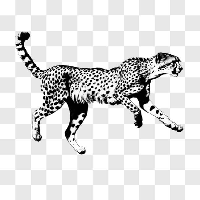 Download Black and White Drawing of Running Cheetah Sketches Online ...