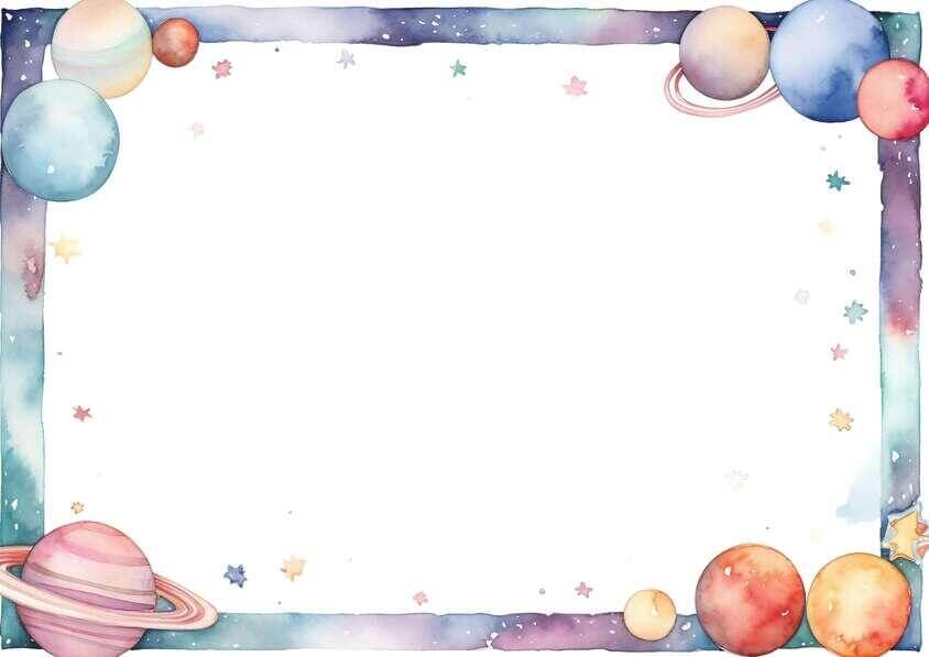 Download Space-themed Watercolor Frame with Planets, Stars, and ...