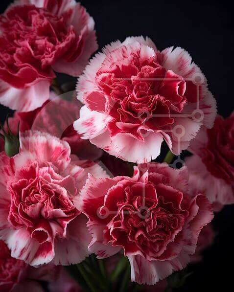 Vibrant Red and White Carnation Bouquet stock photo | Creative Fabrica