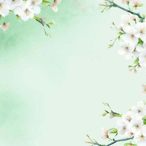 Download Green Floral Background with White Cherry Blossoms Backgrounds ...