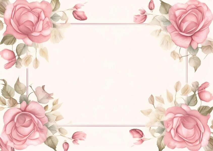 Download Pink Floral Frame with Leaves and Flowers Backgrounds Online ...
