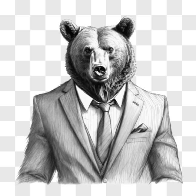 Download Dapper Bear - Black and white drawing Sketches Online ...