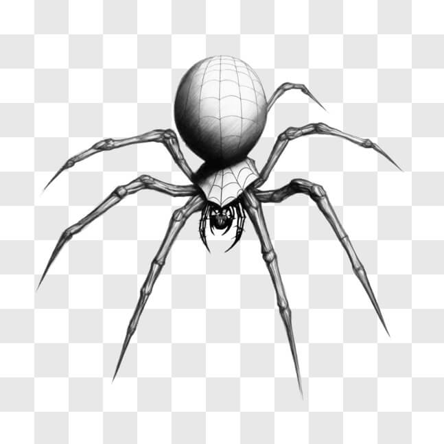 Download Black and White Spider Drawing with Orange Ball Sketches ...