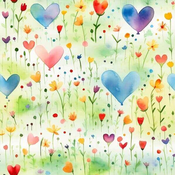 Download Colorful Floral Heart and Flower Pattern Patterns Online ...