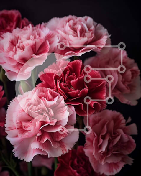 Vibrant Pink and Red Carnations in a Vase stock photo | Creative Fabrica