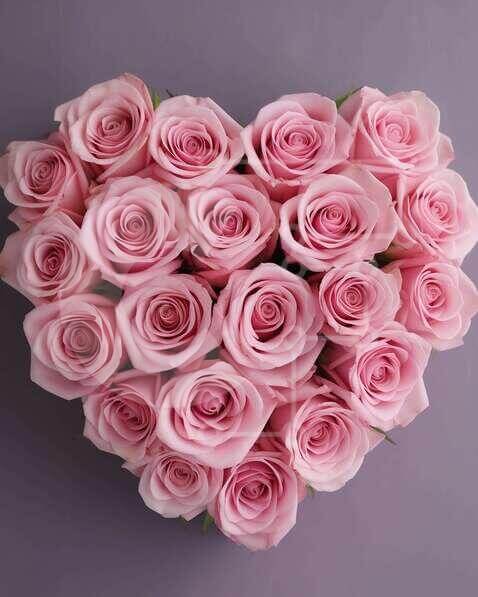 Romantic Heart-Shaped Pink Rose Arrangement stock photo | Creative Fabrica