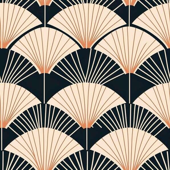 Download Black Background with Orange and Beige Fan-Shaped Pattern ...