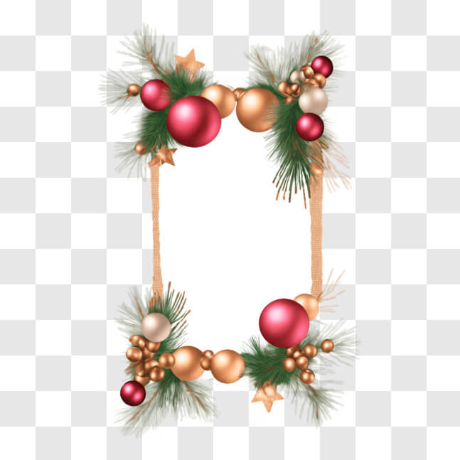 Download Christmas Decorative Frame with Ornaments and Pine Branches ...