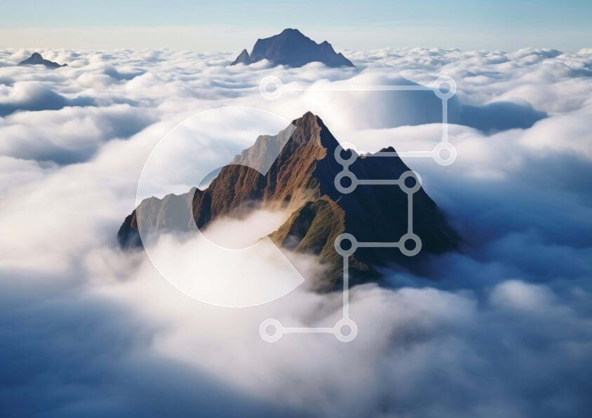 Download Aerial View of Cloud-Covered Mountain Range Stockphotos Online ...