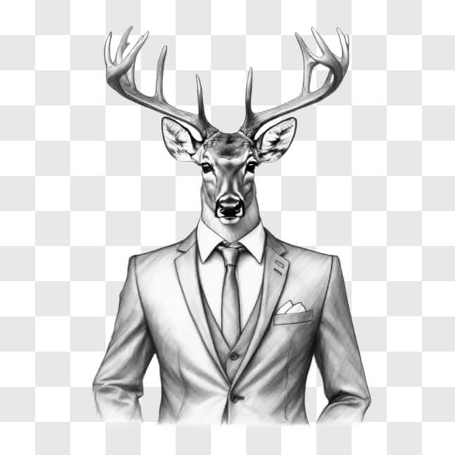 Download Man in elegant suit with deer antlers in black and white ...
