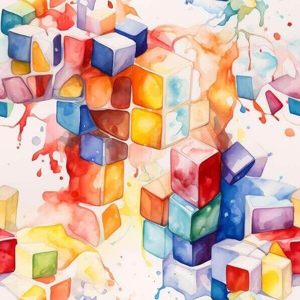 Download Colorful Cubes Watercolor Painting Patterns Online - Creative ...