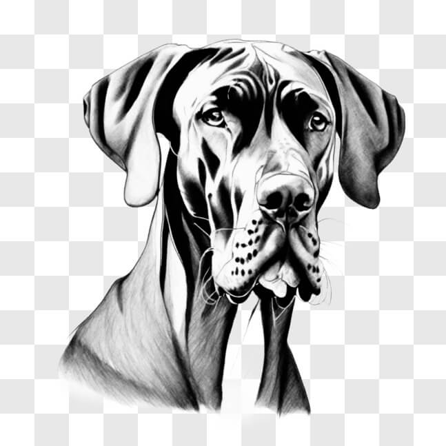 Download Black and White Pencil Drawing of Great Dane Dog Sketches ...