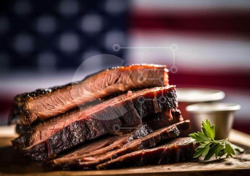 Authentic American Barbecue Meats with Patriotic Touch stock photo ...