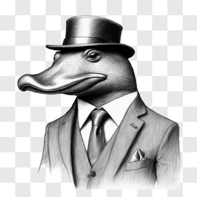 Download Dapper Duck in Elegant Suit and Top Hat Sketches Online ...