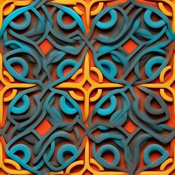 Download 3D Geometric Pattern in Orange, Blue, and Green Patterns ...