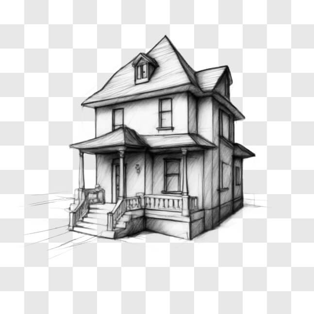 Pobierz narzędzie Czarno-biały rysunek domu ołówkiem Sketchy Online ...