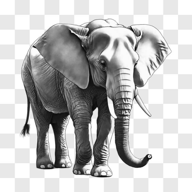 Download Detailed Black and White Elephant Drawing Sketches Online ...