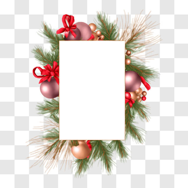 Download Festive Christmas Frame with Pine Branches and Ornaments PNGs ...