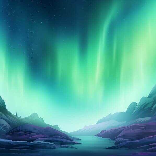 Download Green and Blue Aurora Borealis with Alpine Mountains ...