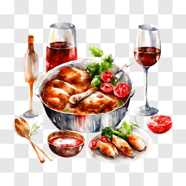 Download Watercolor Painting of Delicious Food Items PNGs Online ...