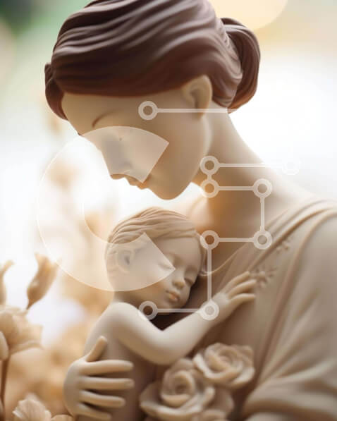 Download Mother and Child Statue with Flowers and Religious Symbolism ...
