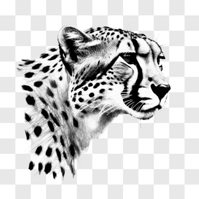 Download Black and White Cheetah Head Drawing Sketches Online ...