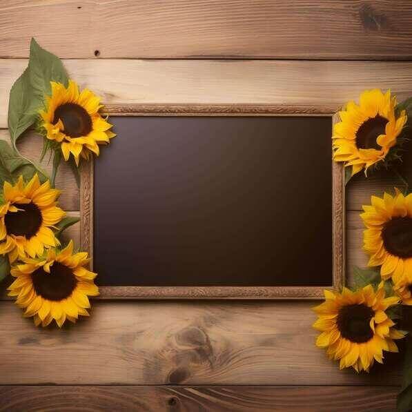 Download Rustic Wooden Frame with Sunflowers and Leaves Backgrounds ...