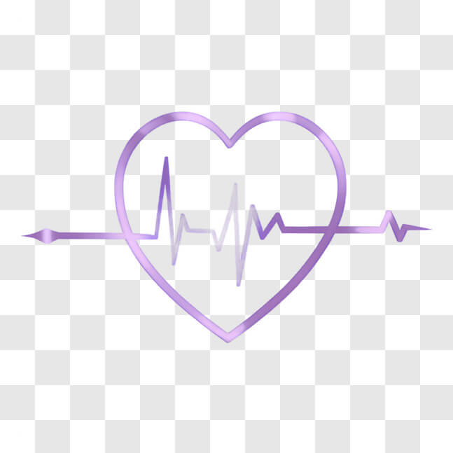 Download Purple Heart with ECG Line for Heart Health PNGs Online ...