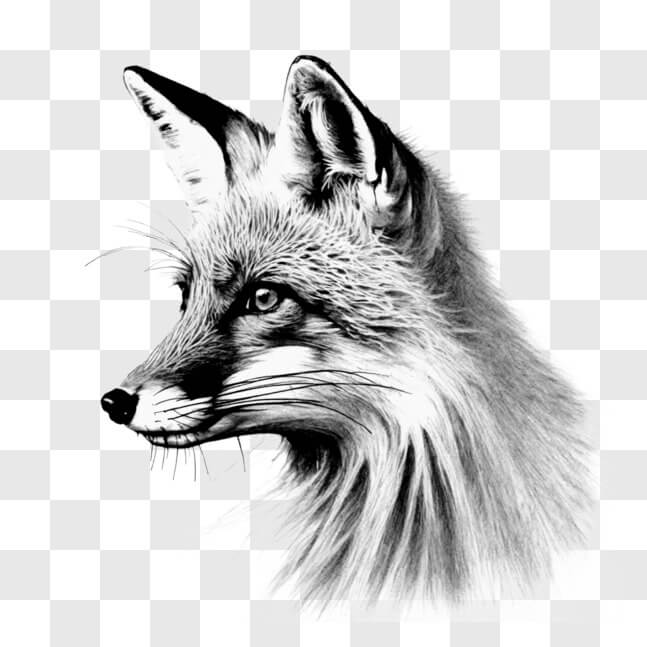 Download Black and White Charcoal Drawing of a Fox's Head Sketches ...