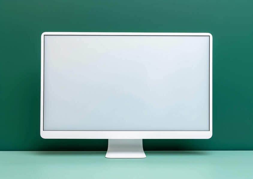 Download White Computer Monitor on Green Background Mockups Online ...