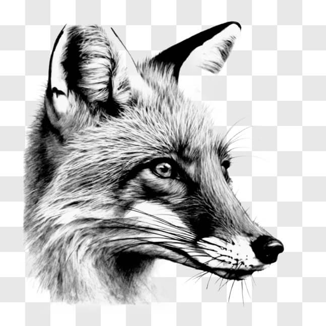 Download Black and White Drawing of a Fox's Head Sketches Online ...