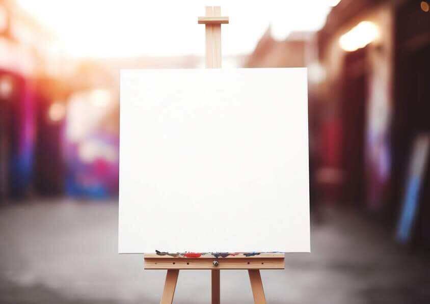 Download Blank Canvas on Easel in Urban Street for Painting and Drawing ...