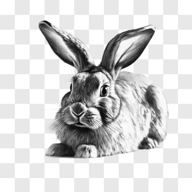 Download Detailed Black and White Rabbit Drawing Sketches Online ...