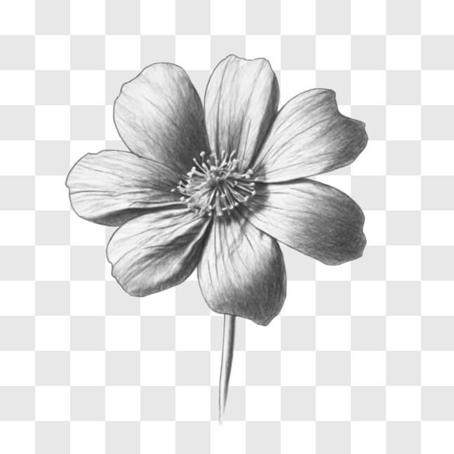 Descarga Dibujo en Blanco y Negro de una Flor Individual Bocetos En ...