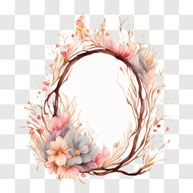 Descarga Marco Floral Circular con Flores Rosadas y Blancas PNGs En ...