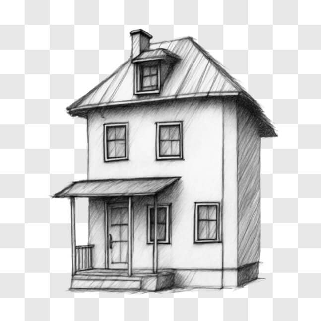 Pobierz narzędzie Czarno-biały rysunek starego domu ze zadaszonym ...