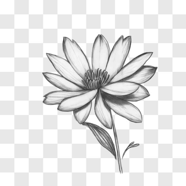 Télécharger Dessin de fleur en noir et blanc avec feuilles Esquisses En ...