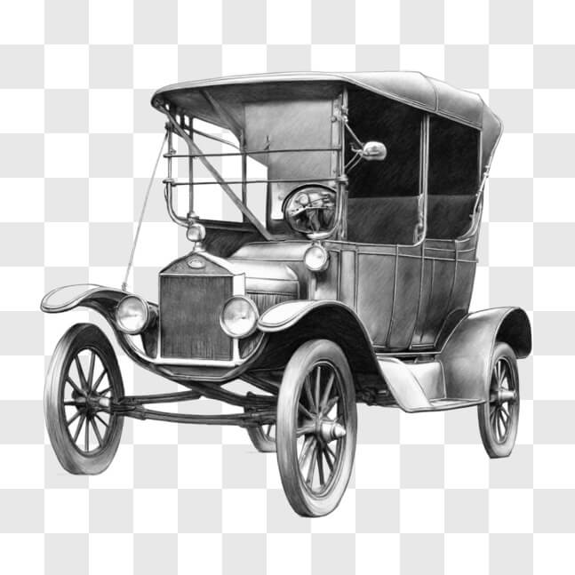 Download Vintage Model T Car Drawing Sketches Online - Creative Fabrica
