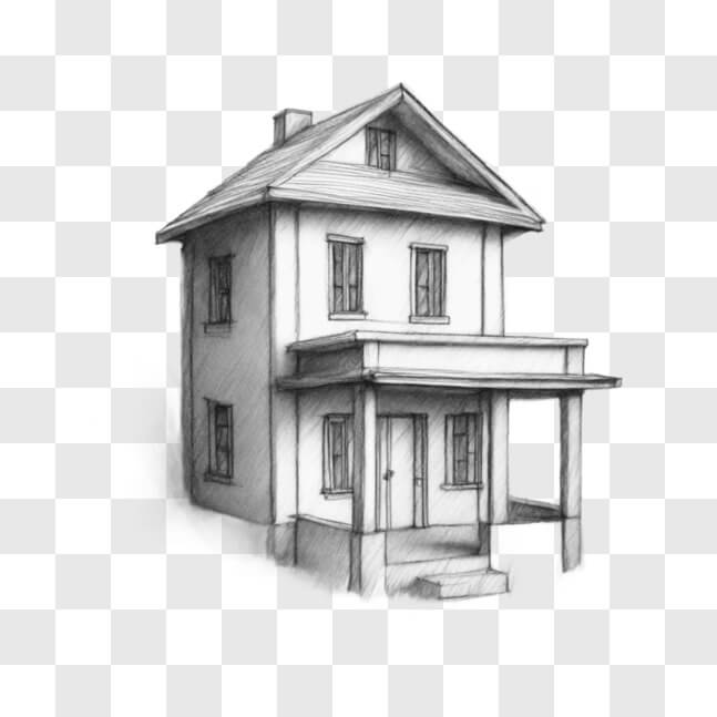 Download Pencil Drawing of an Old-Fashioned House Sketches Online ...