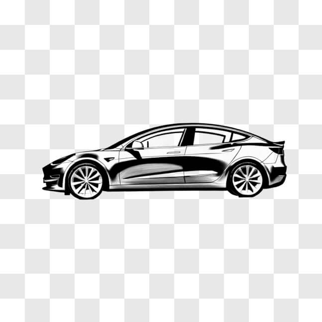 Download Black and White Tesla Model S Car Drawing Sketches Online ...