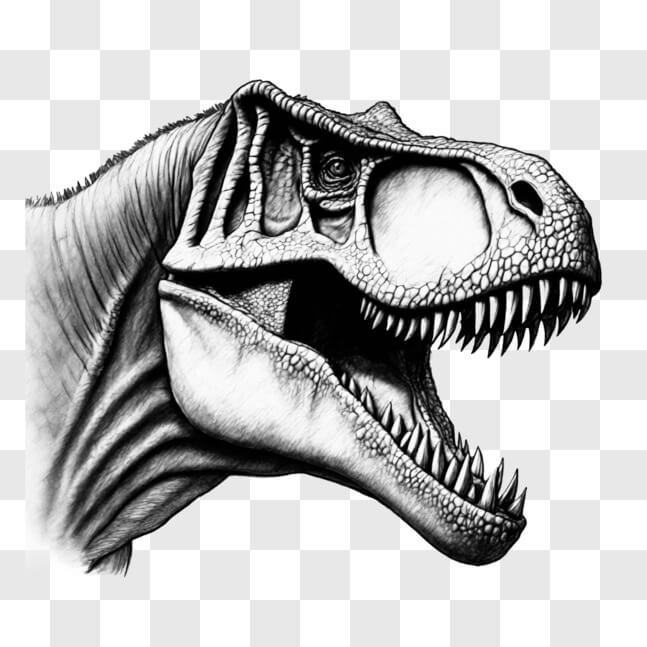 Download Black and White T-Rex Head Drawing with Mouth Open Sketches ...