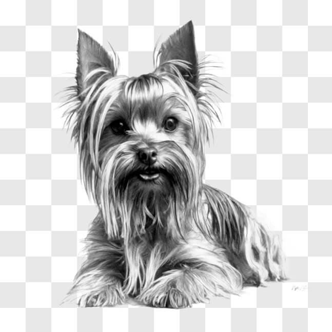 Download Detailed Black and White Drawing of a Yorkshire Terrier Dog ...