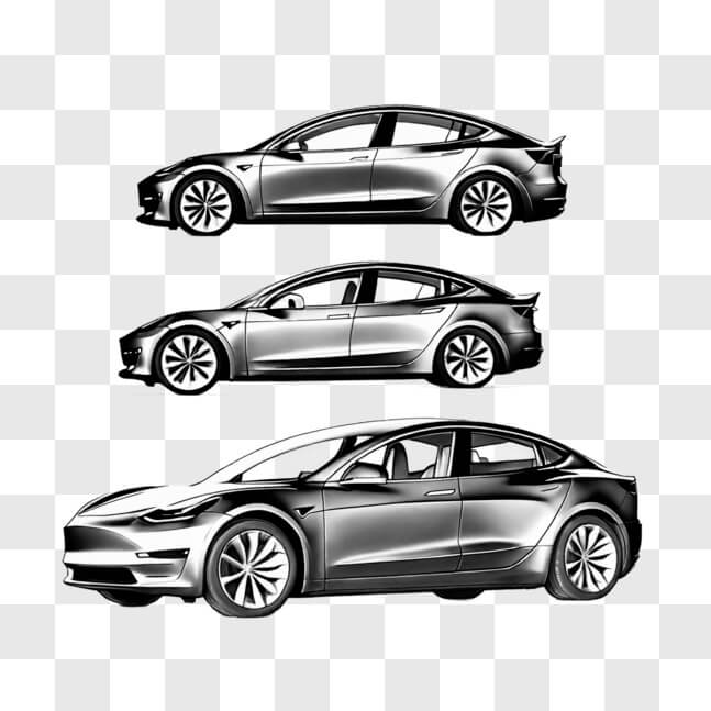Download Tesla Model 3 Sketch in Multiple Perspectives Sketches Online ...