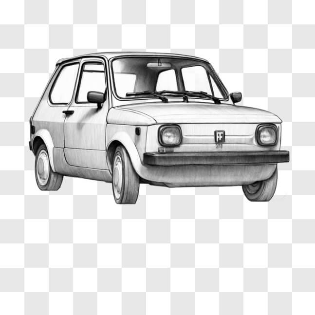 Download Black and White Drawing of an Old Fiat Car Sketches Online ...